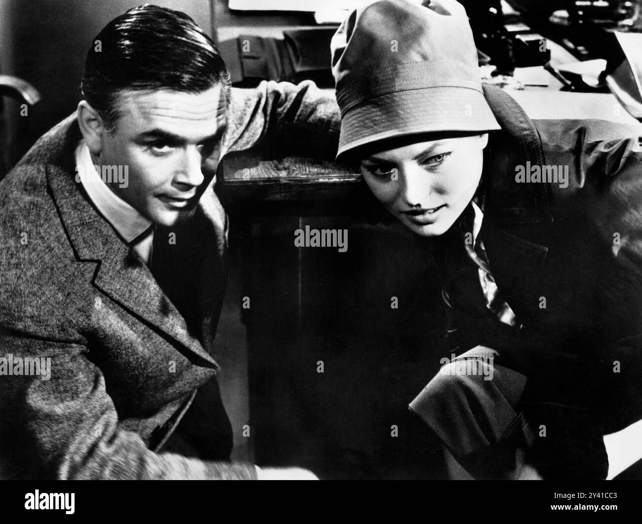 Joachim Fuchsberger, Karin Baal, on-set of the West German film, "Dead ...