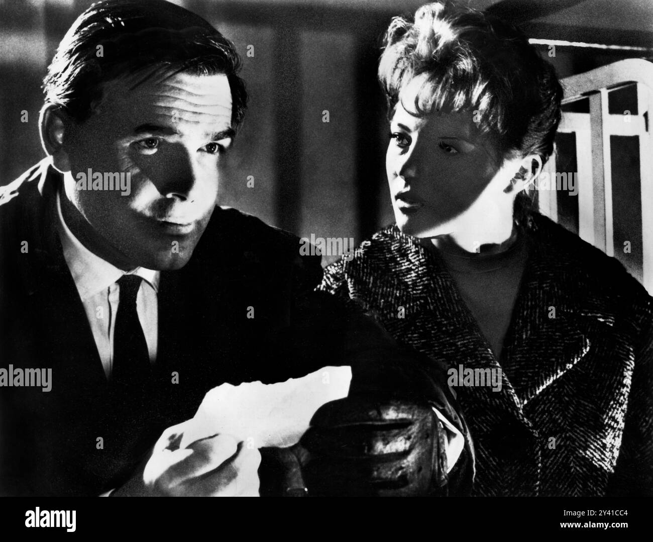 Joachim Fuchsberger, Karin Baal, on-set of the West German film, "Dead ...