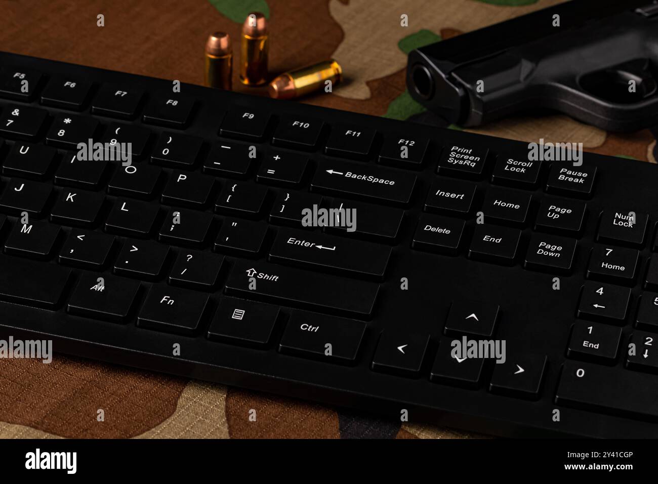 Computer keyboard and handcuffs. Cybercrime, internet security and ...