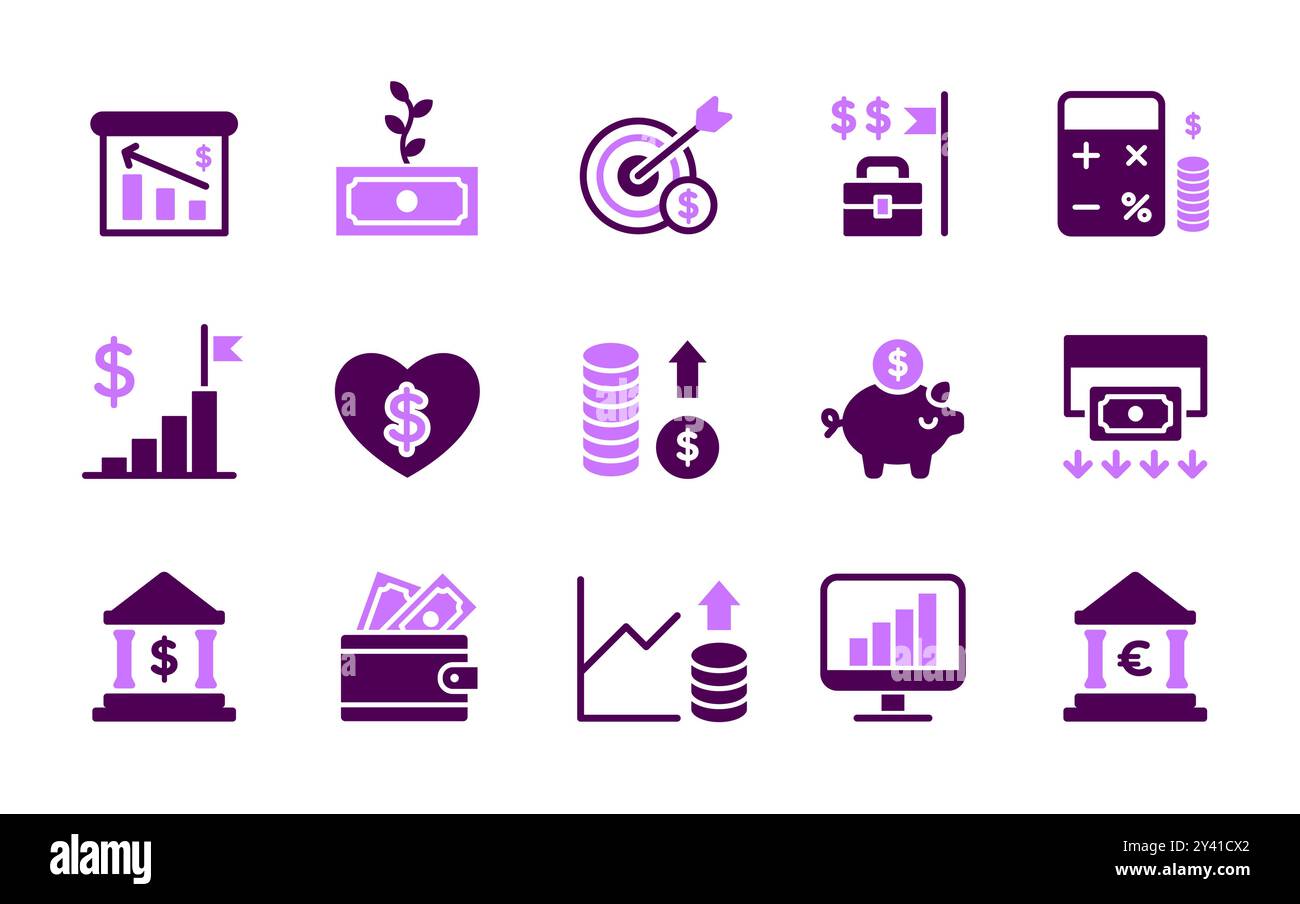 Income icon set hi-res stock photography and images - Alamy