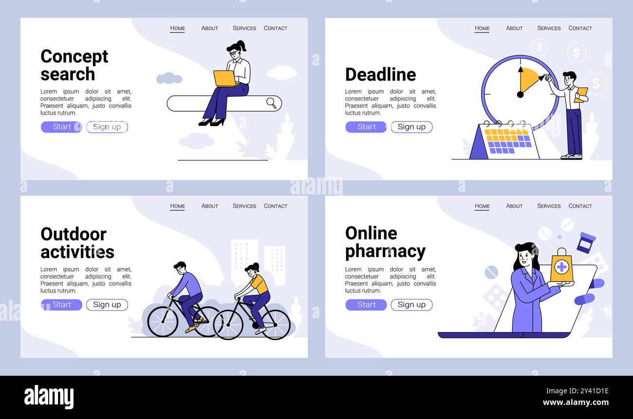 People lifestyle landing page. Time management. FAQ web banner template ...