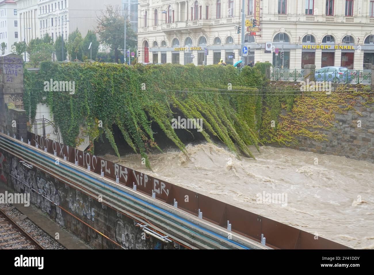 Wien, Wienfluss-Hochwasser am 15.9.2024 // Vienna, Flooding of ...