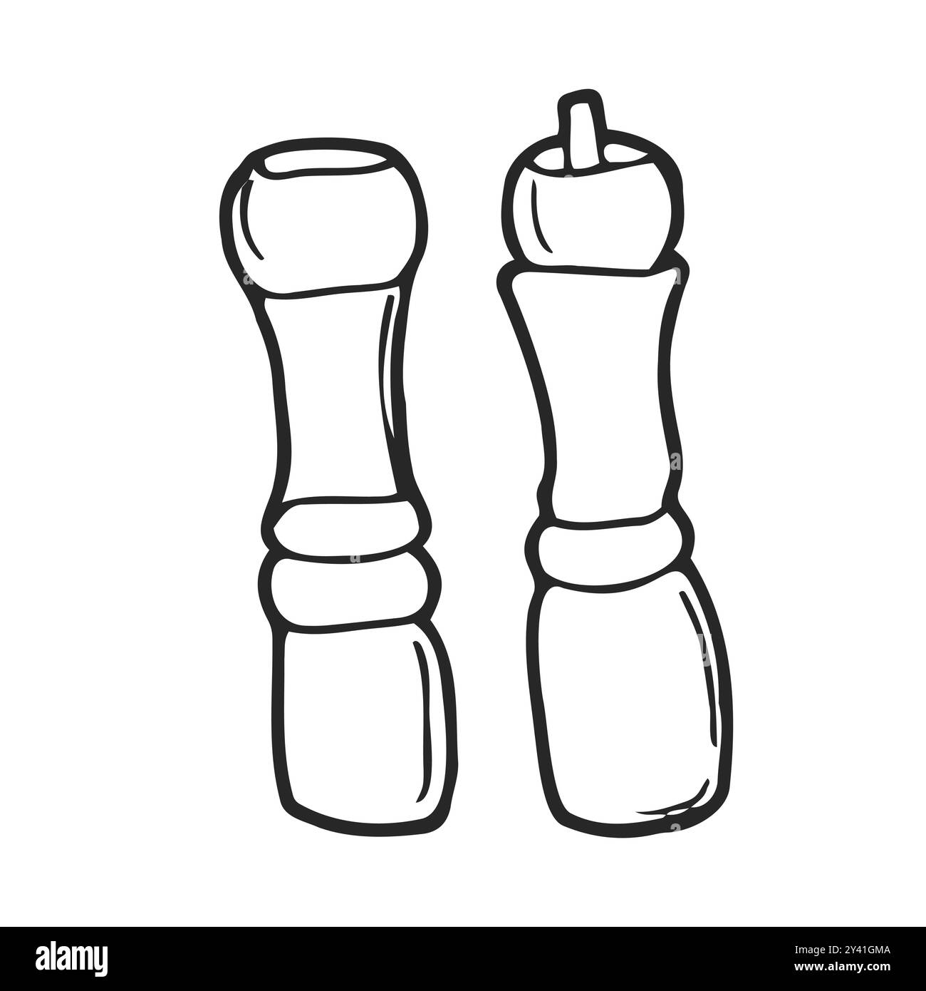 pepper grinder, salt spice shaker, black pepper mill vector doodle. Seasoning hand grinder ...
