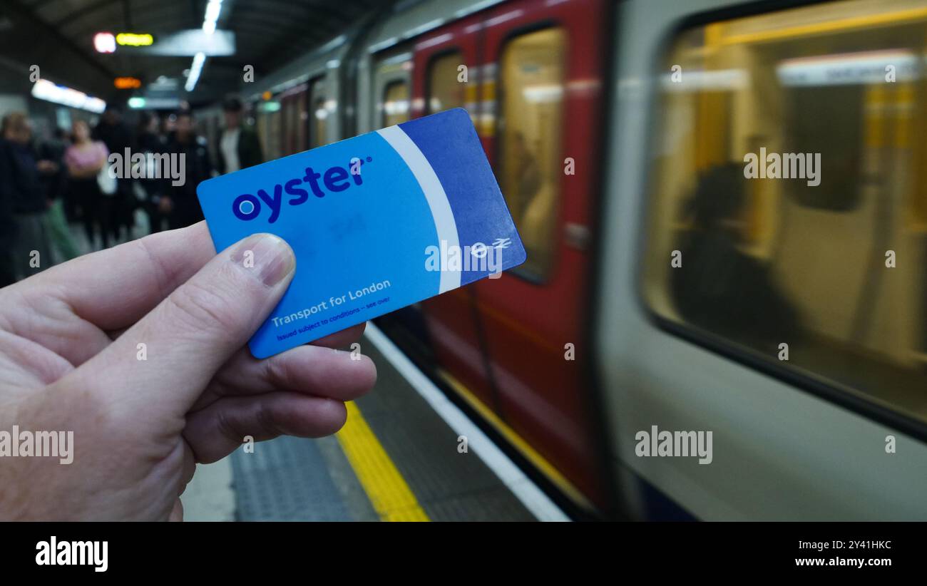 A Transport for London Oystercard against a background from the London ...