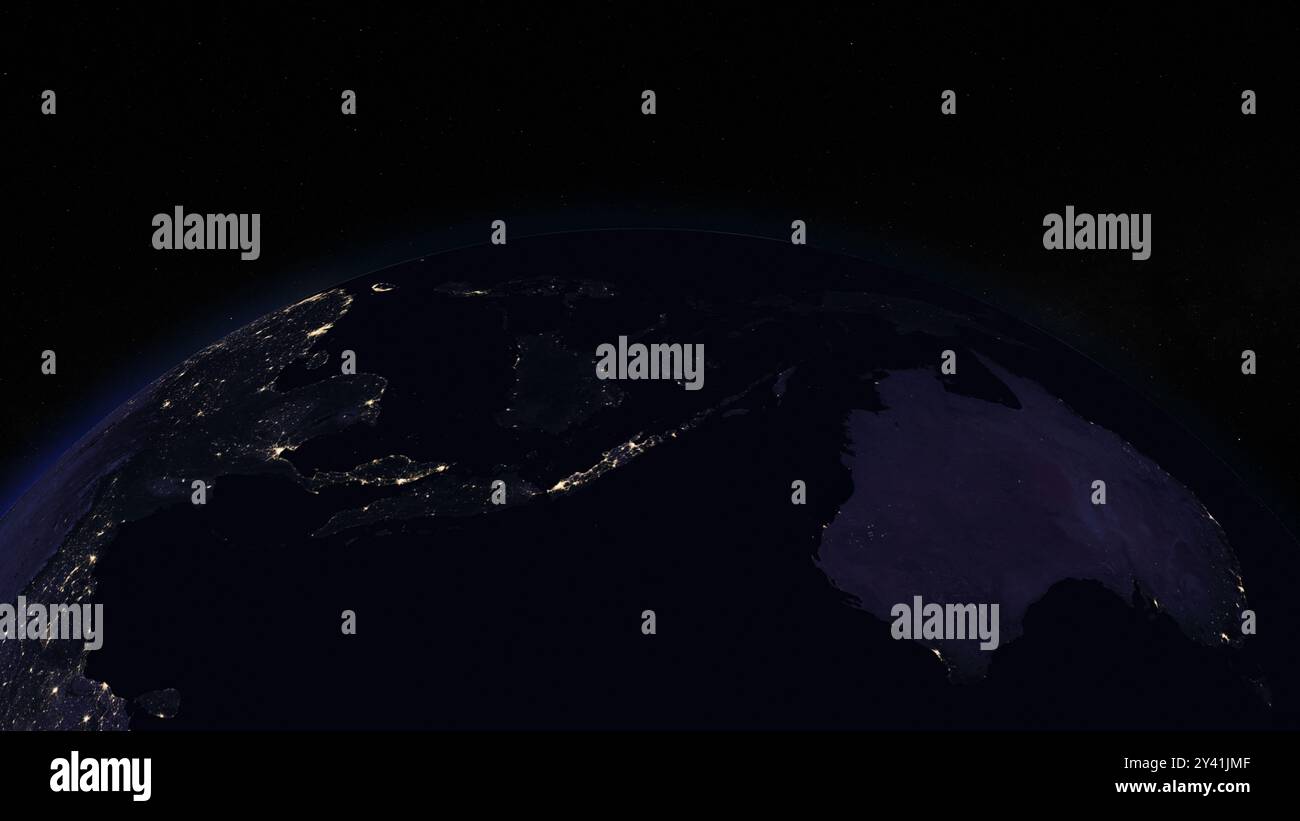 Planet Earth focused on Australia and Southeast Asia by night ...