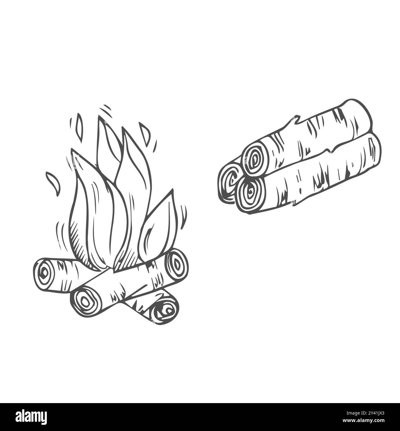 Campfire hand drawn outline doodle icon. Fireplace vector sketch ...