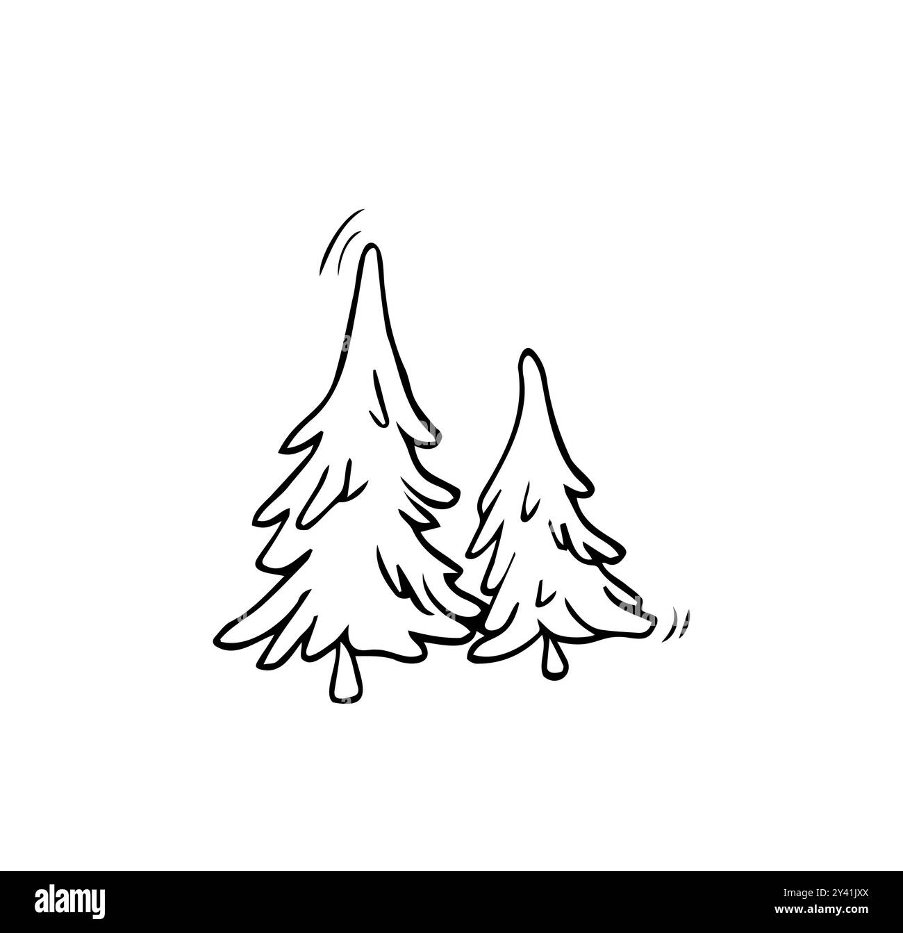Evergreen tree line drawing Black and White Stock Photos & Images - Alamy