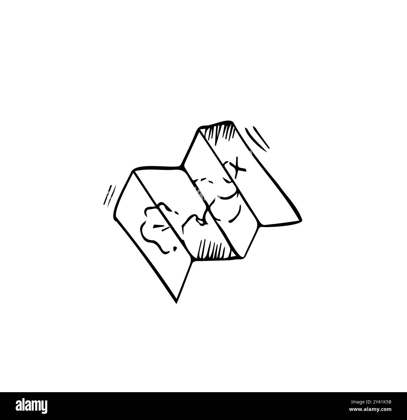 Paper folded map with a route editable doodle hand drawn icon. Map for ...