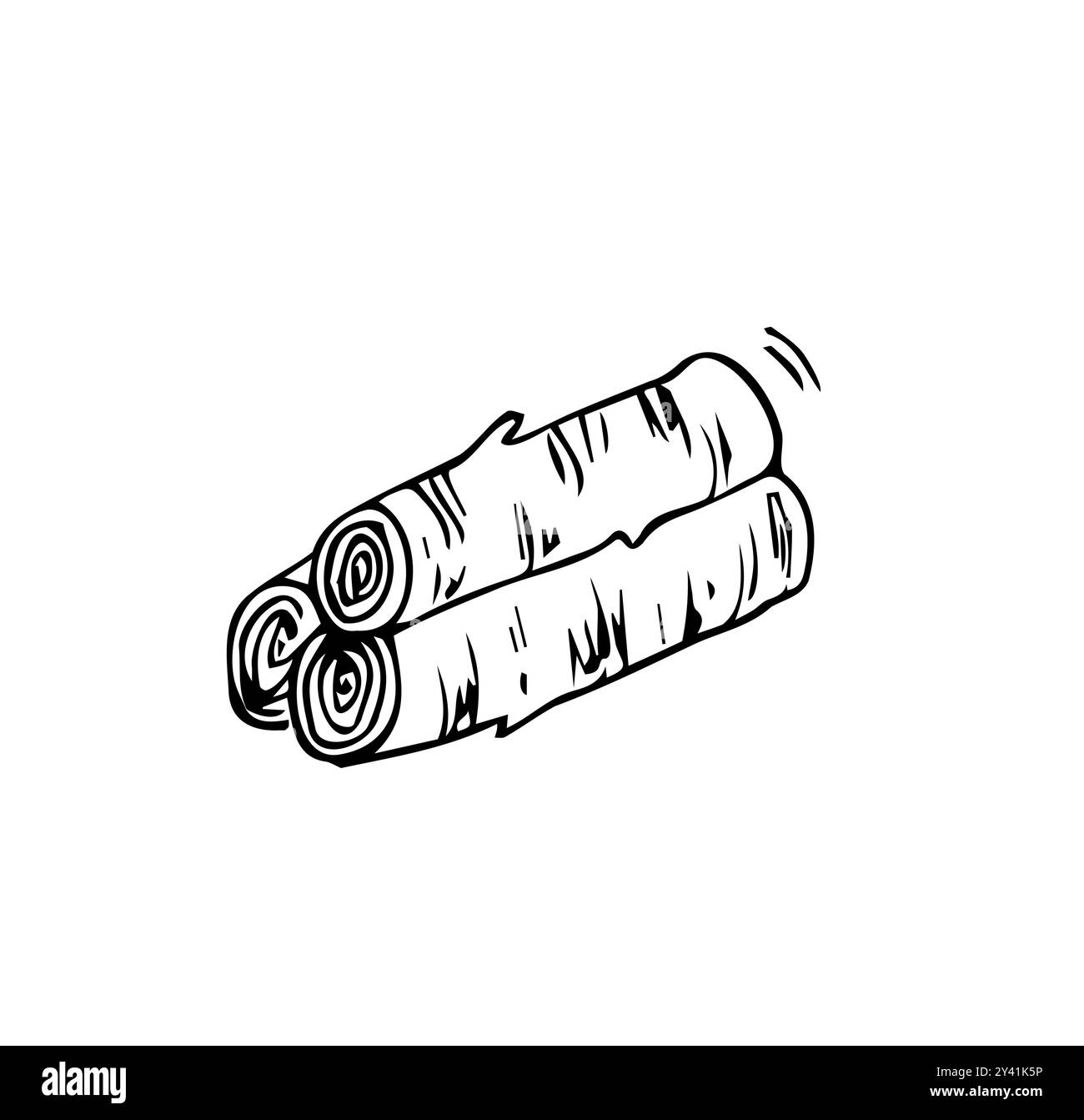 Wooden log, trunk, lumber elements, vector doodle. Chopped tree trunk ...