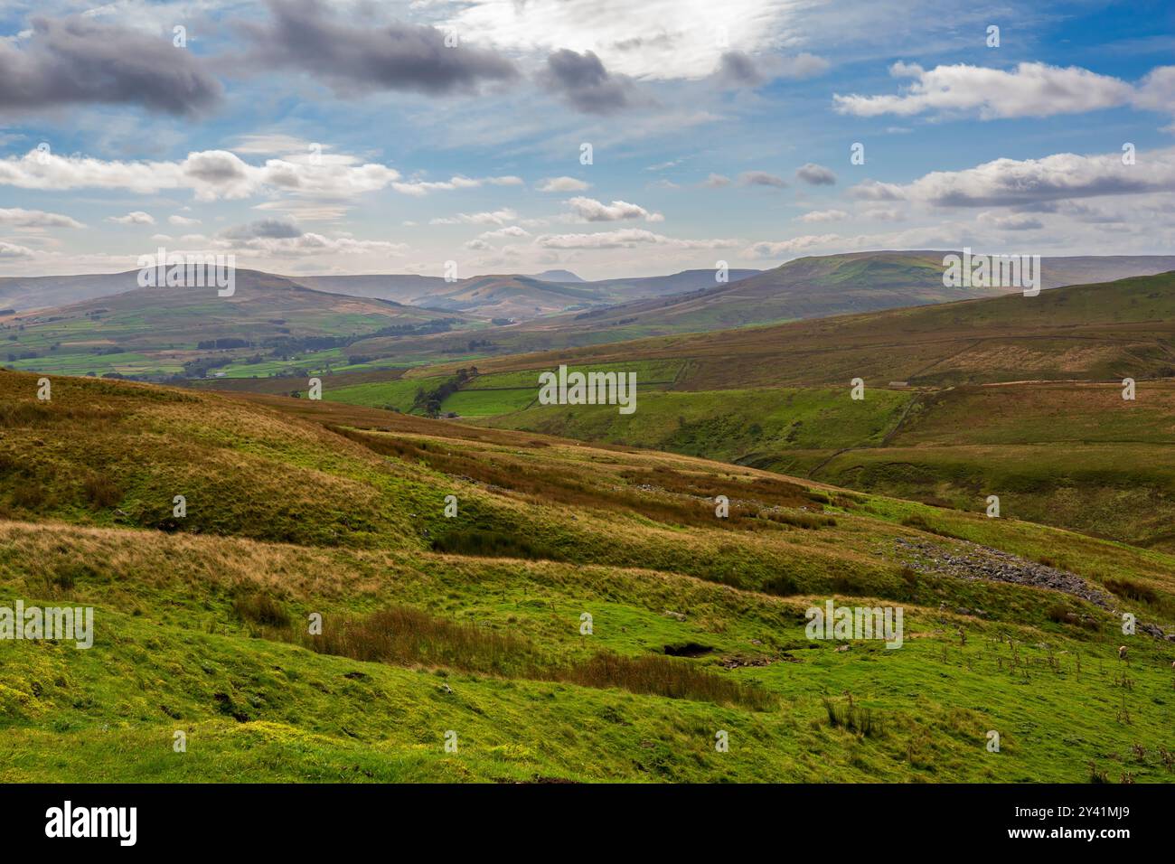 Views of the Pennines looking south from Abbotside Common Stock Photo ...