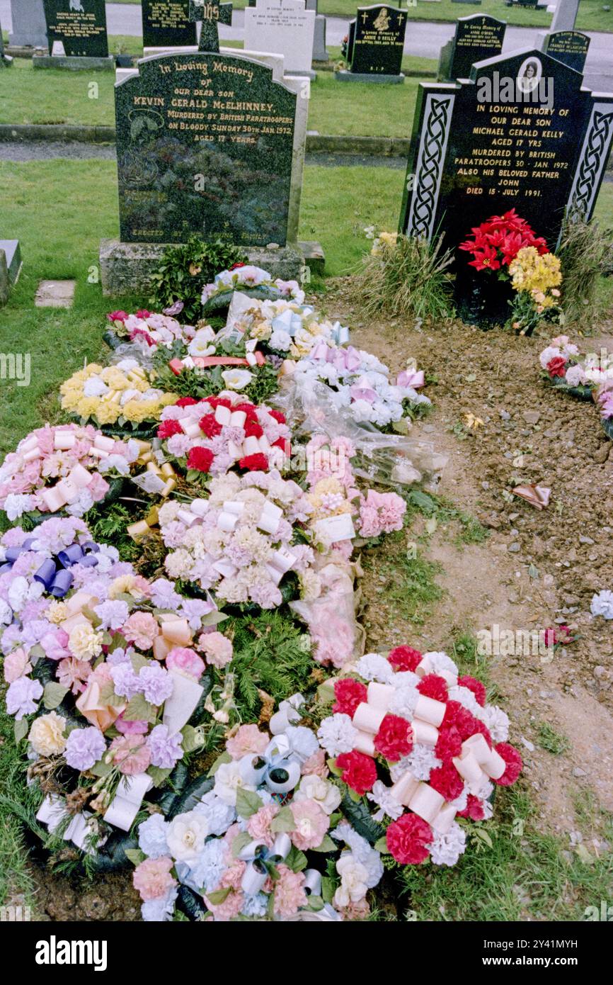 Headstone marking the graves of Kevin McElhinney and Michael Kelly, as ...
