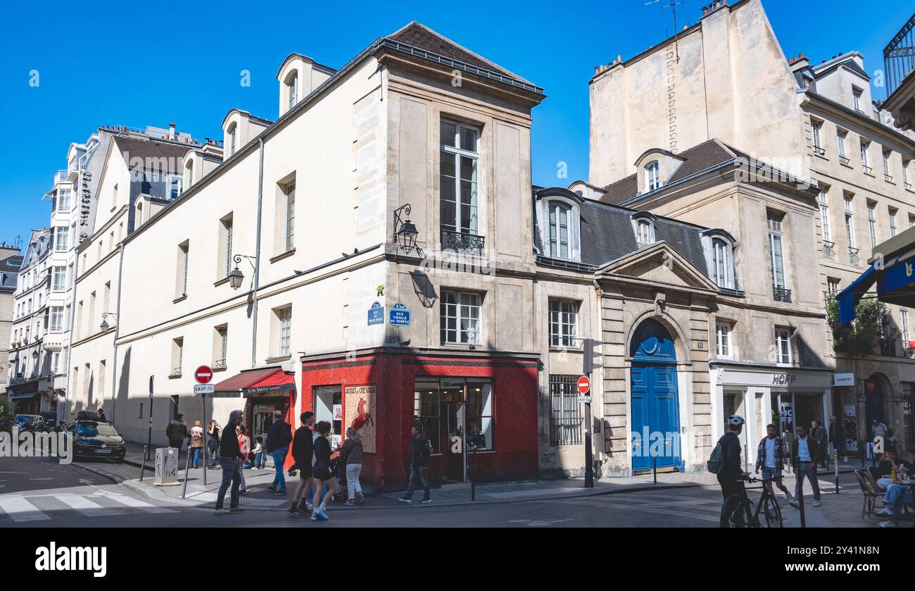 Paris, France, Cityscape with Medieval architecture in the marais ...