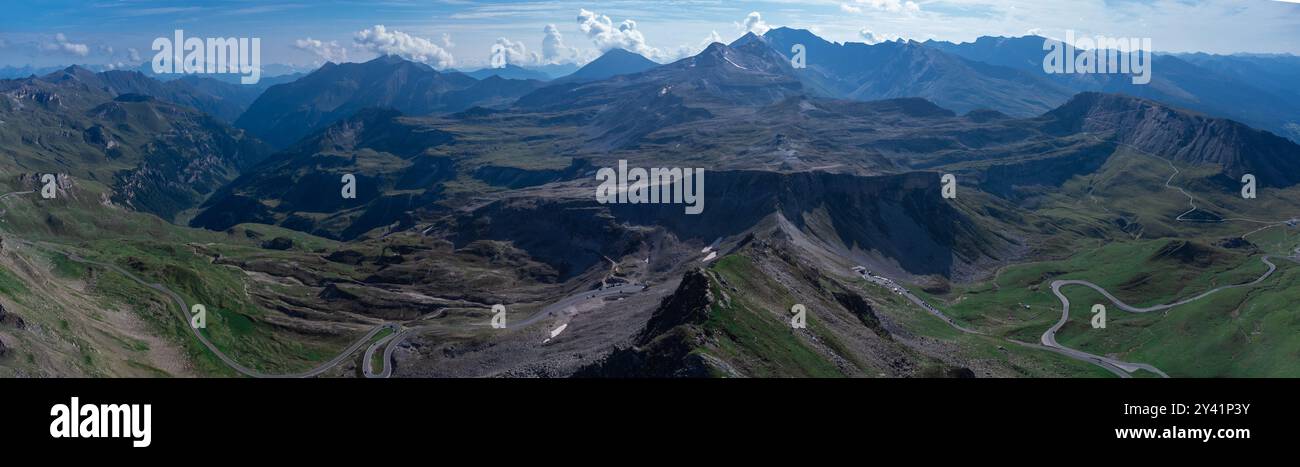 Aerial panorama of hochtor, viewed far from above. Epic view of the ...