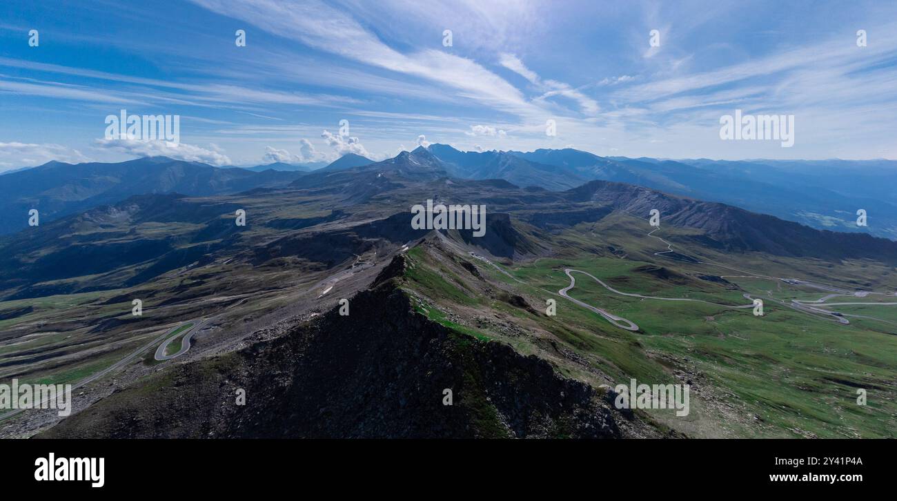 Aerial panorama of hochtor, viewed far from above. Epic view of the ...