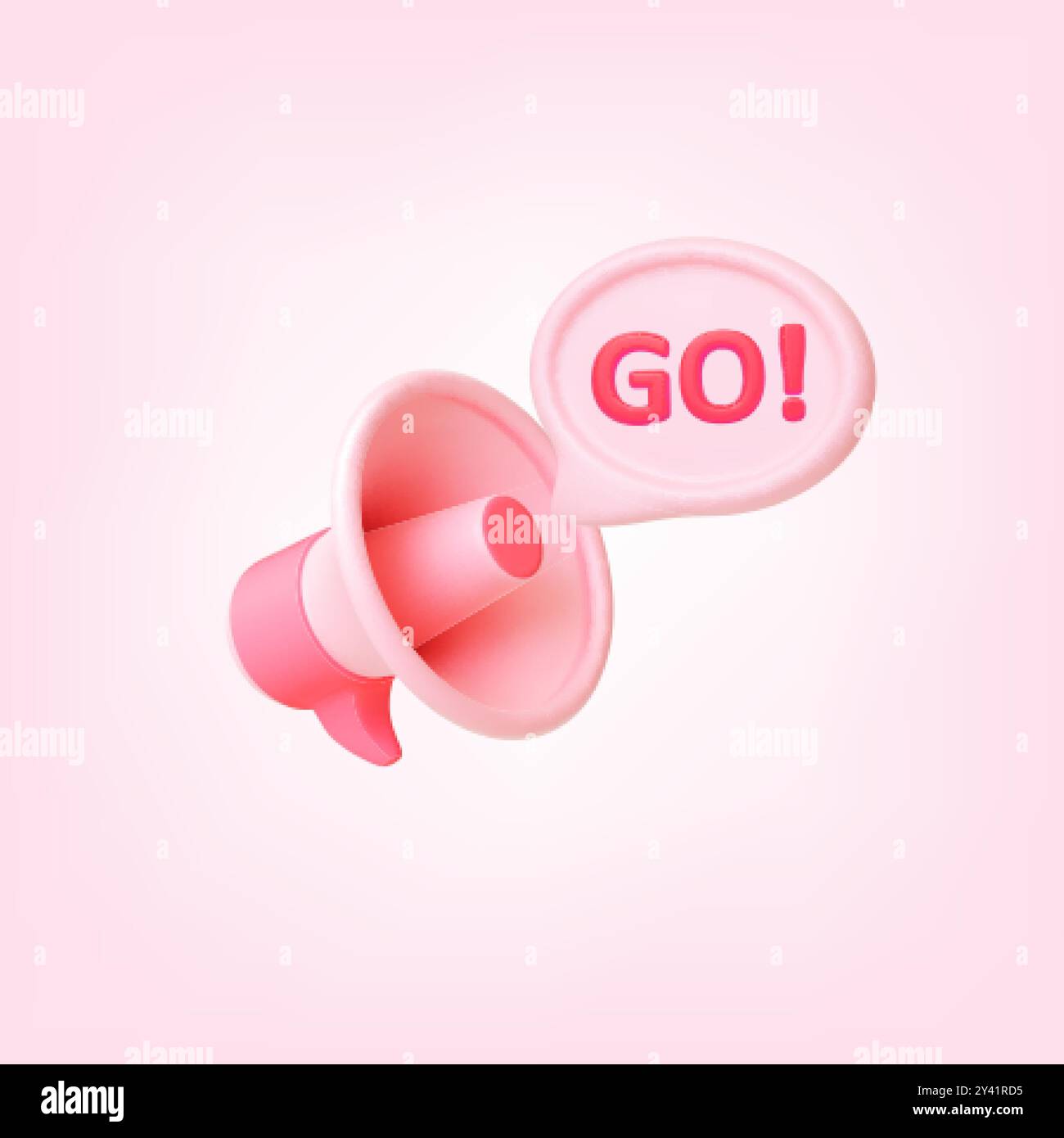 Megaphone with speech bubble 3d icon. Positive motivational ad poster ...