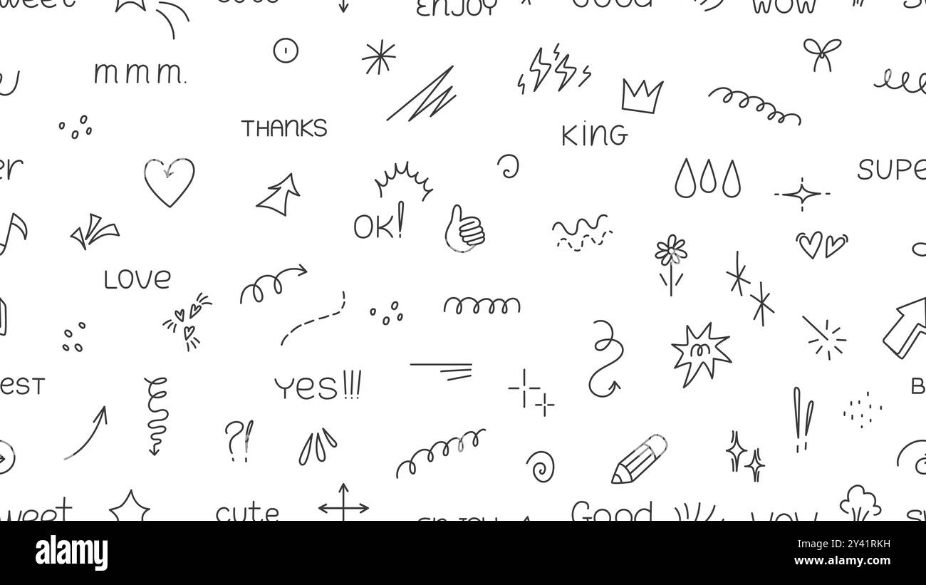 Positive words seamless pattern. Wow love king cute good lettering ...