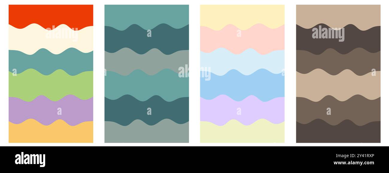 Set of backgrounds. Striped wavy pattern. Vector illustration Stock ...