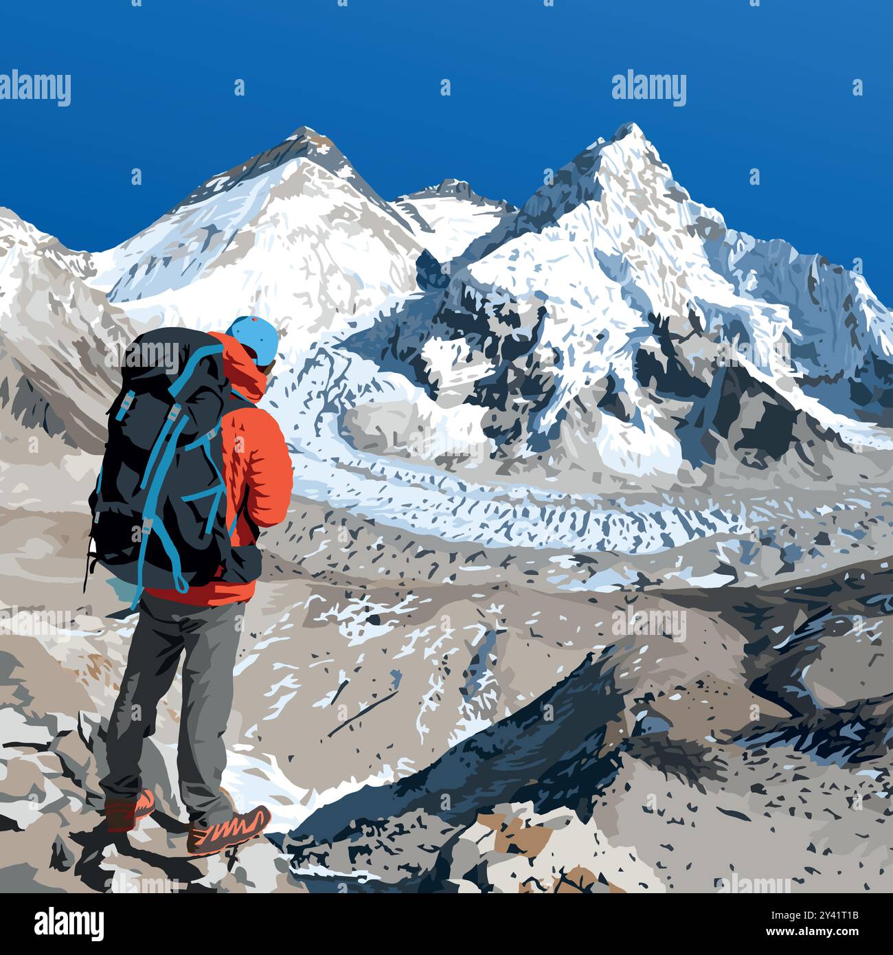 mount Everest Lhotse and Nuptse from Nepal side as seen from Pumori ...