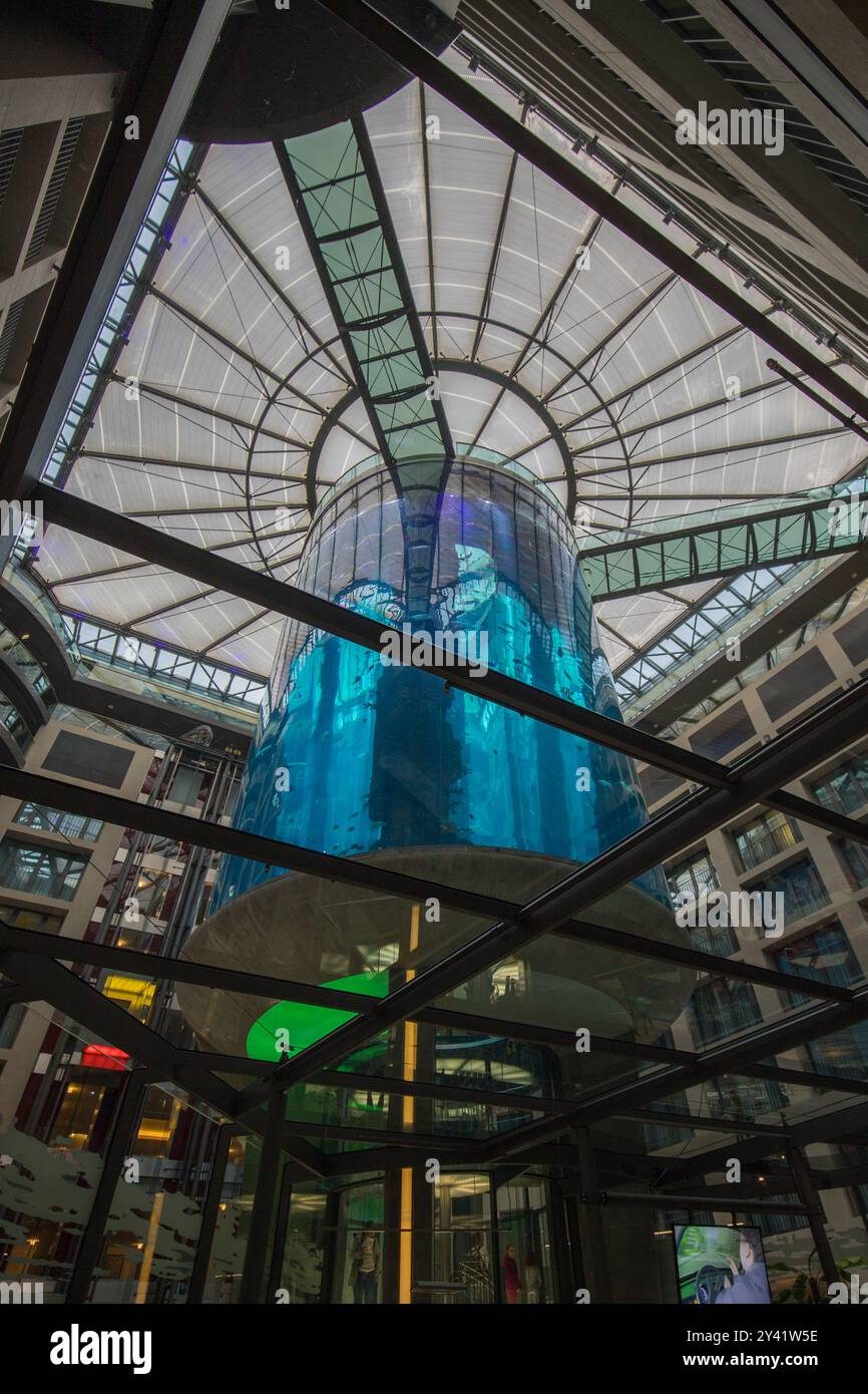 The AquaDom is a 25m tall cylindrical aquarium with built-in elevator ...