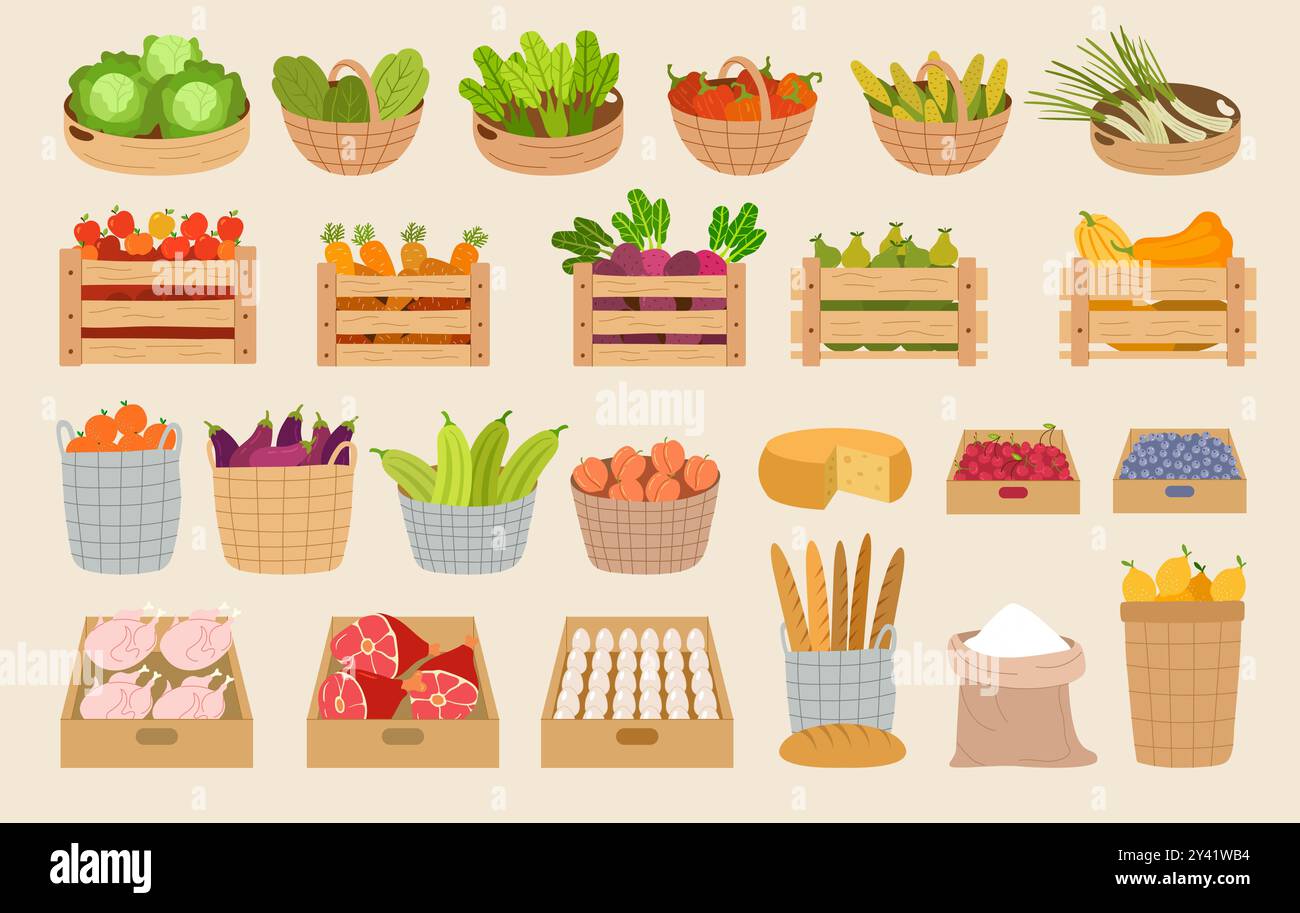 Farm products. Eco natural healthy food planting on farm fruits ...