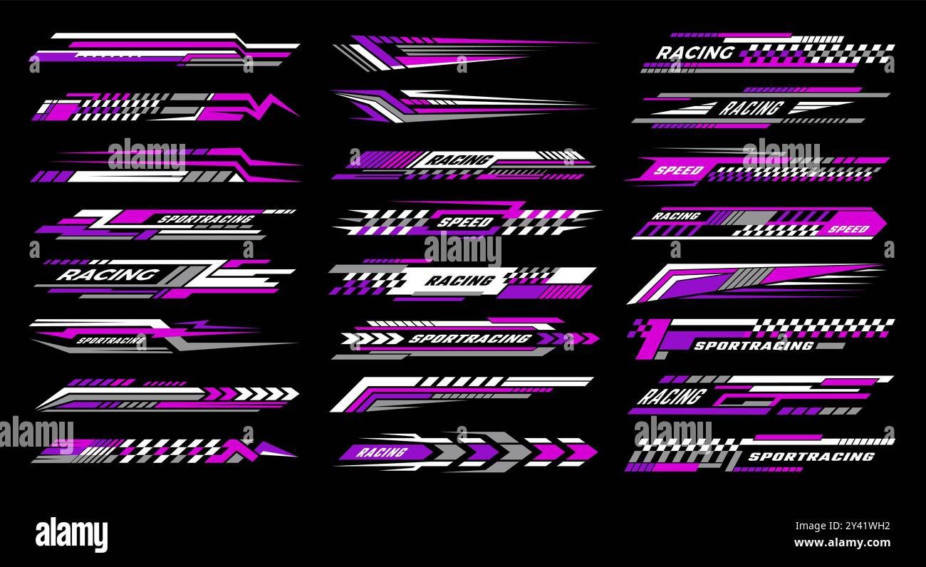 Sport stripes. Design template of race car vinyl recent vector badges ...