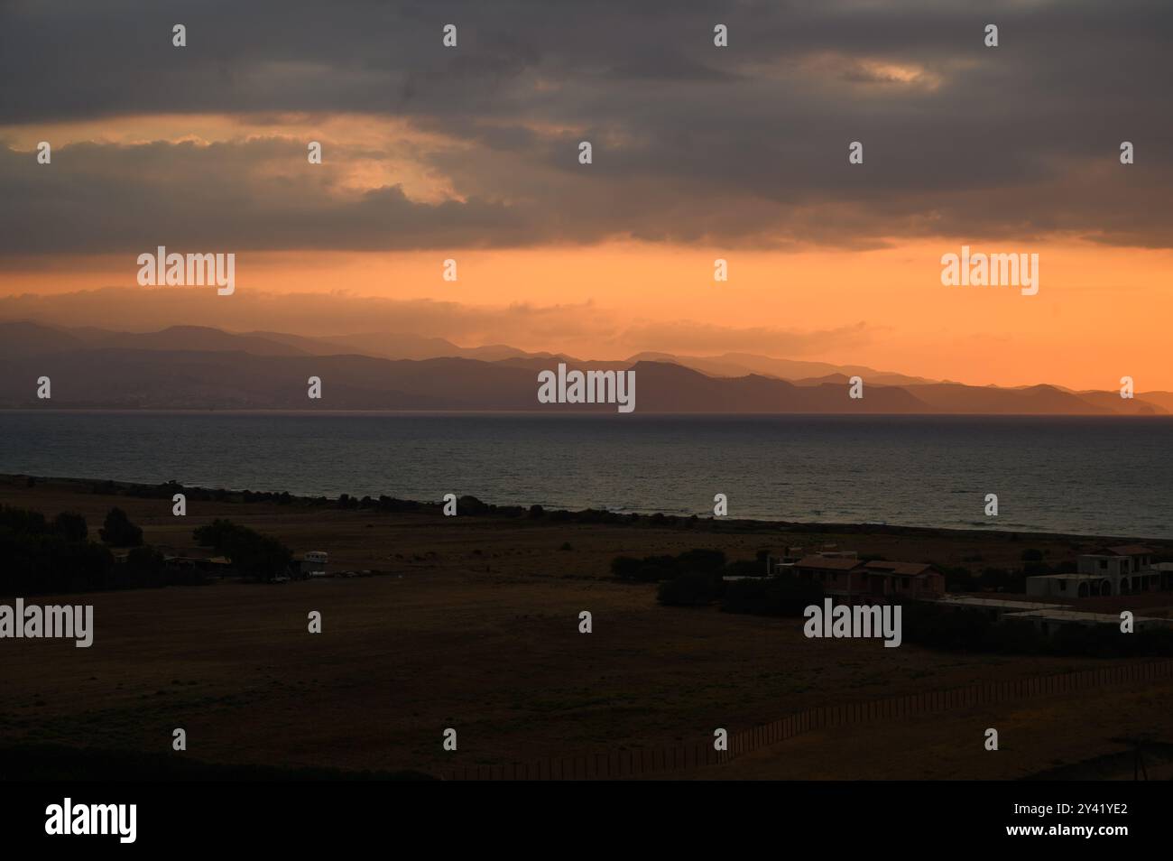 Bright sunset and view to the mountain valley Stock Photo - Alamy