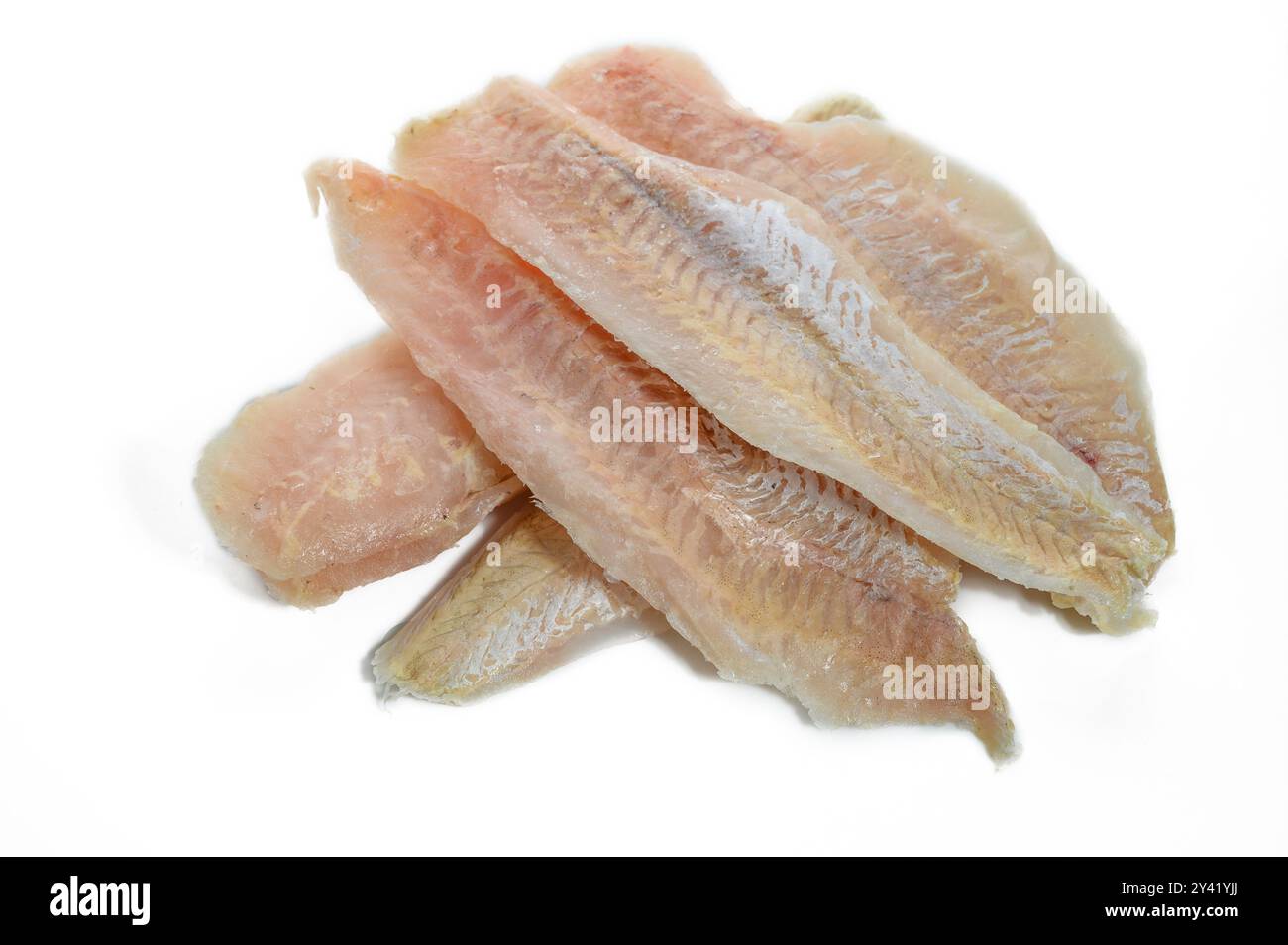 Top view of hake fillet on white background Stock Photo - Alamy