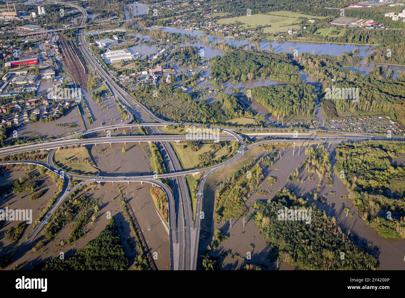 Bohumin, Czech Republic. 15th Sep, 2024. Flooded River Odra - Aerial ...