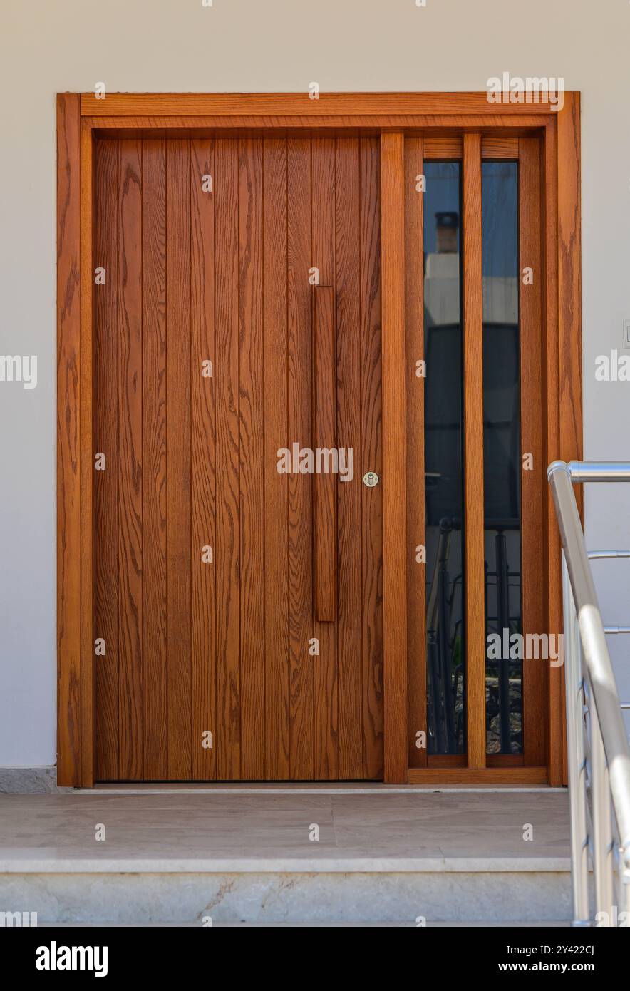 Front porch of house with front door open Stock Photo - Alamy