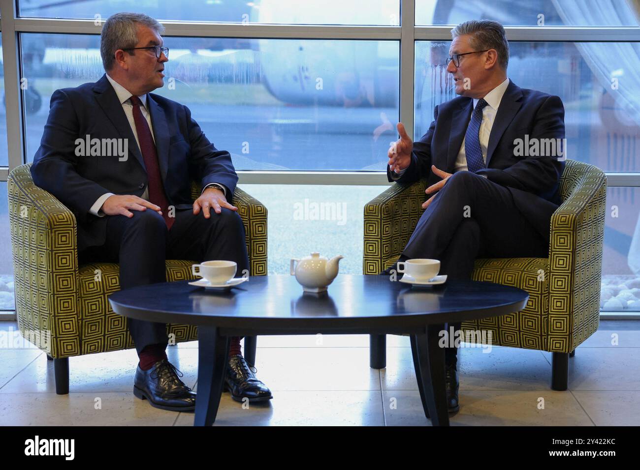 Prime Minister Sir Keir Starmer (right) speaks with Martin Hewitt who ...