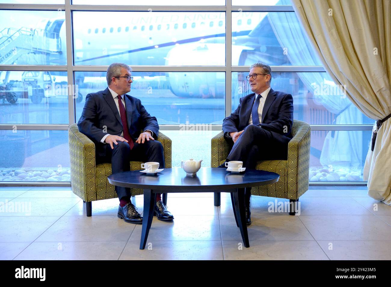 Prime Minister Sir Keir Starmer (right) speaks with Martin Hewitt who ...