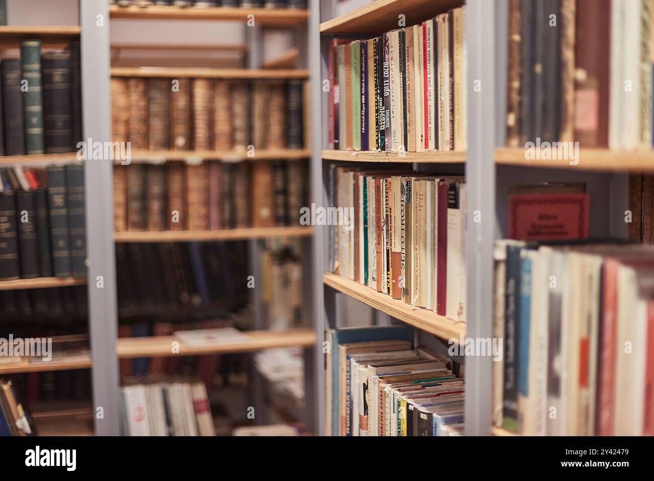 Library book shelves Stock Photo - Alamy