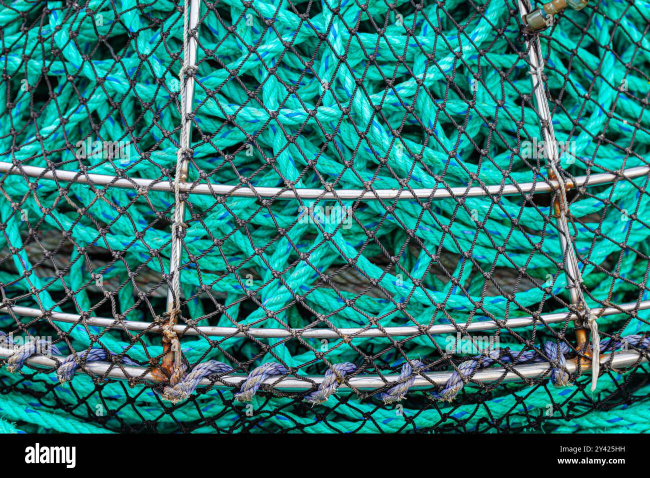 Abstract image of rope in a crab trap in Steveston British Columbia ...