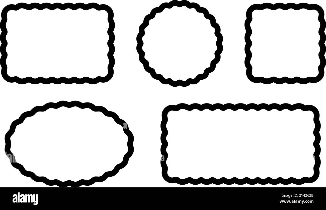 Set of rectangle, oval, round and square frames with curvy borders ...