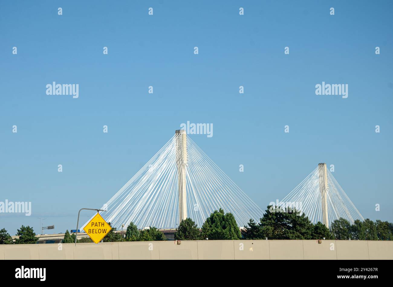 Cable-stayed Port Mann Bridge on Trans-Canada highway-1 over Fraser ...