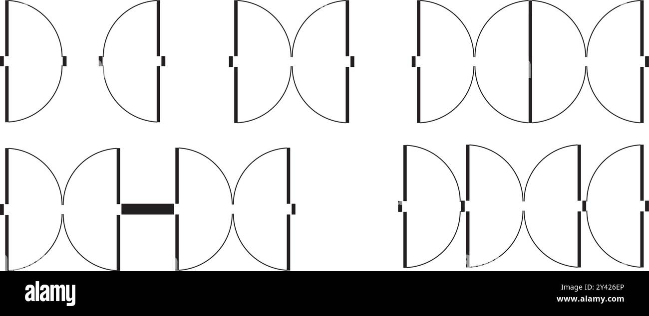 Set of door plan icons. Big doors in office or department, supermarket ...