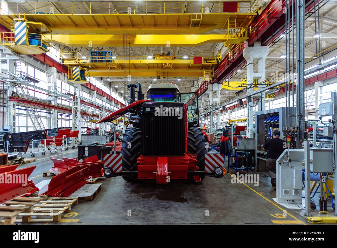 Assembly process of agricultural tractors in industrial workshop Stock ...