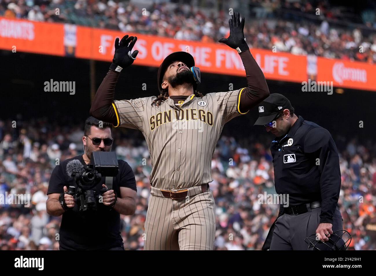 San Diego Padres' Fernando Tatis Jr. celebrates after hitting a home ...