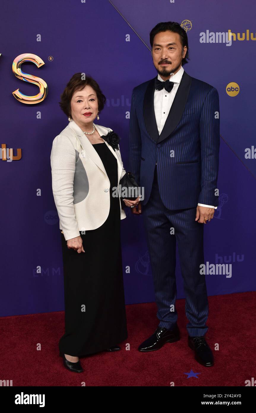 Yoshiko Sakuma, left, and Takehiro Hira arrive at the 76th Primetime Emmy Awards on Sunday, Sept ...