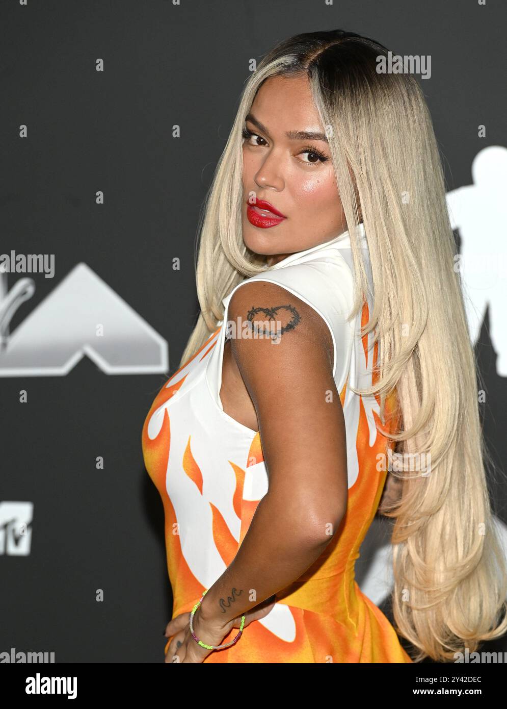 Karol G attends the 2024 MTV Video Music Awards at UBS Arena on ...