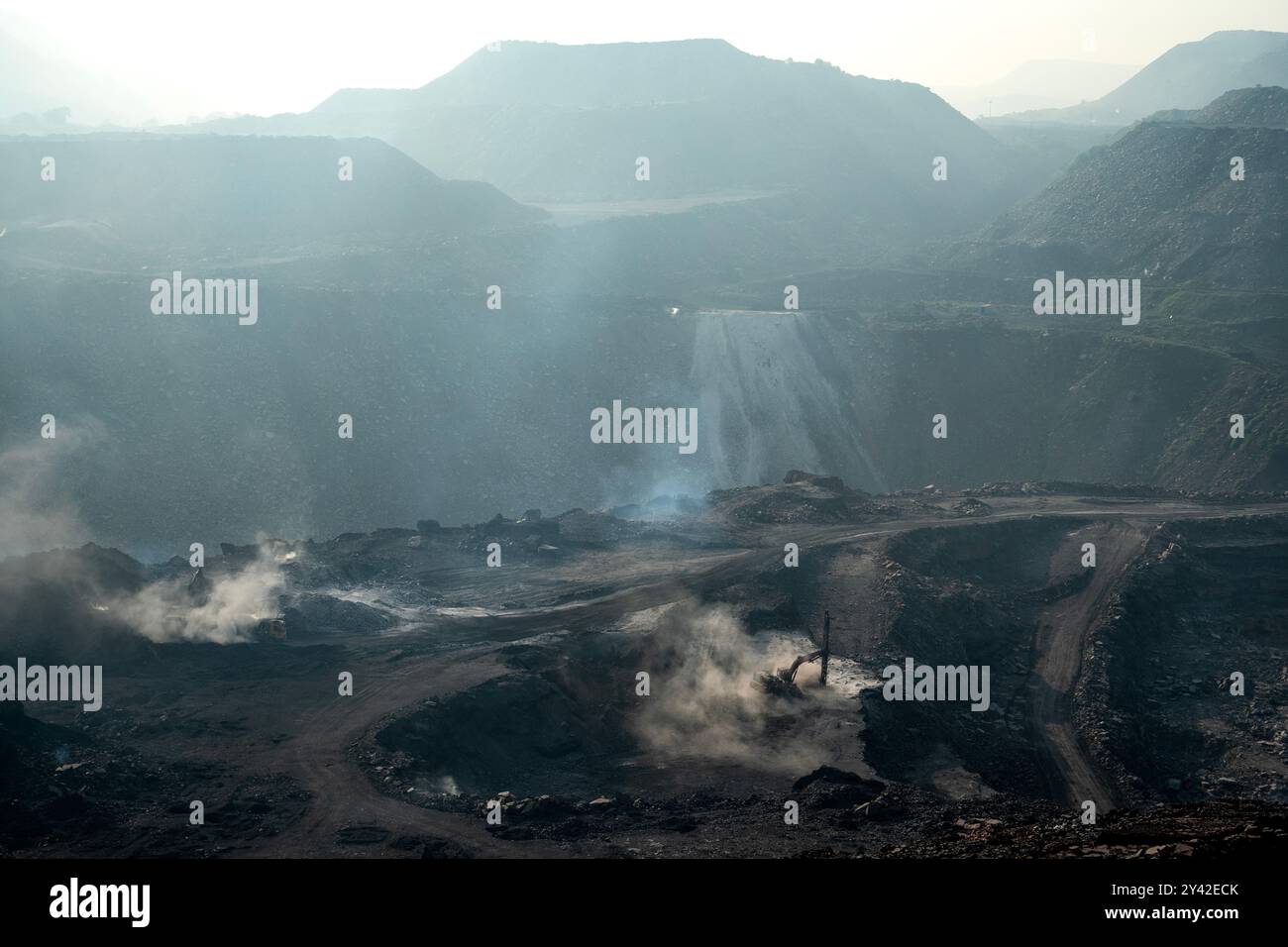 A general view of an open-cast mine, on the outskirts of Dhanbad ...
