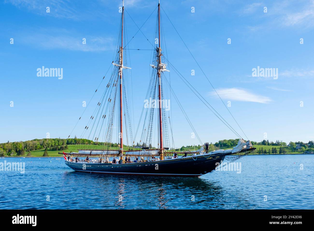 Bluenose II schooner sailing on Lunenburg Harbour, Nova Scotia ...