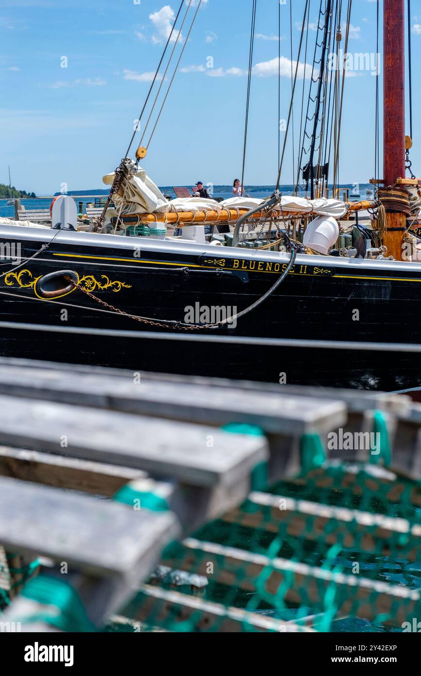 Bluenose II schooner tall ship moored on Lunenburg Harbour, Nova Scotia, Atlantic Canada Stock ...