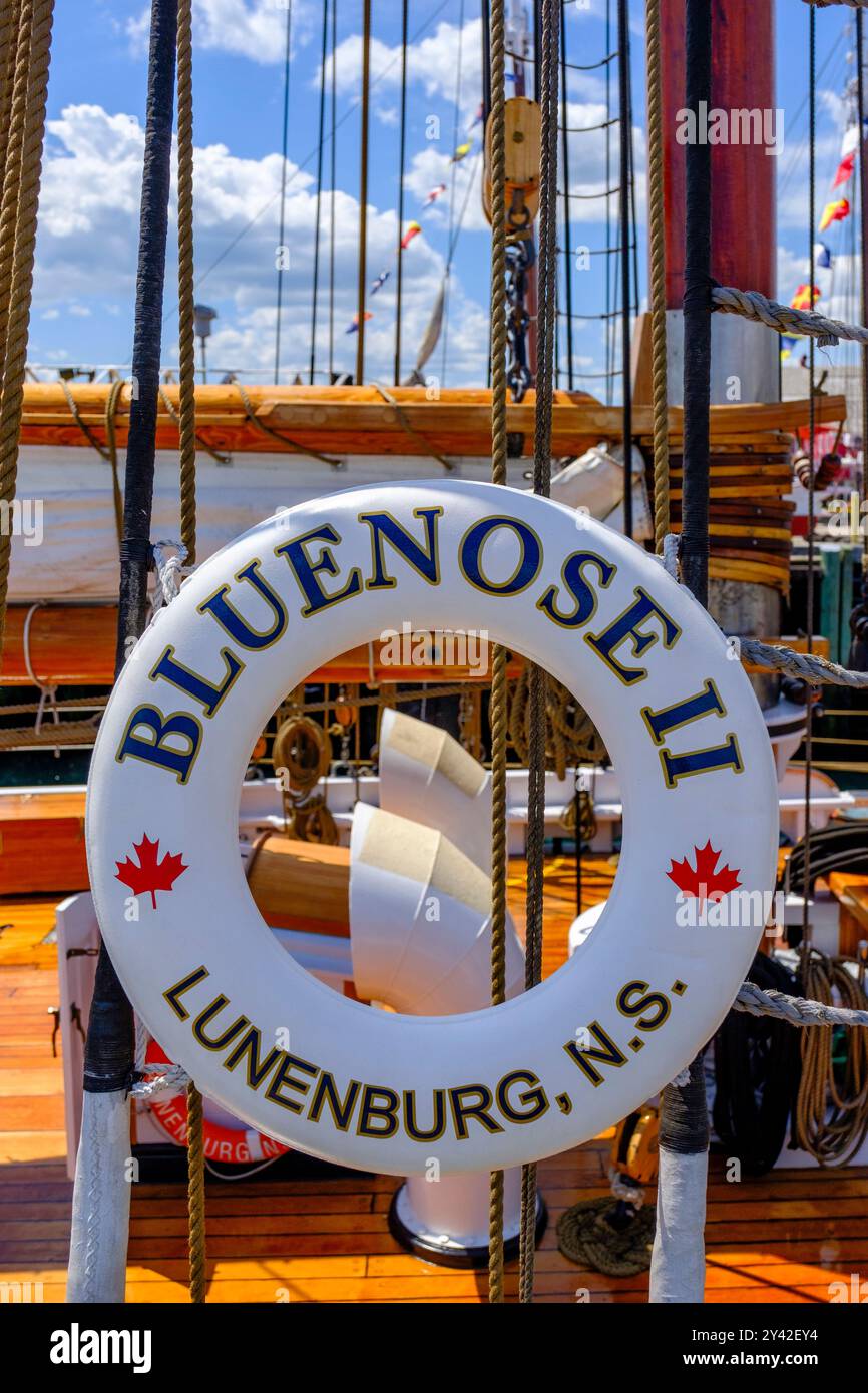 Bluenose II schooner tall ship moored on Lunenburg Harbour, Nova Scotia ...