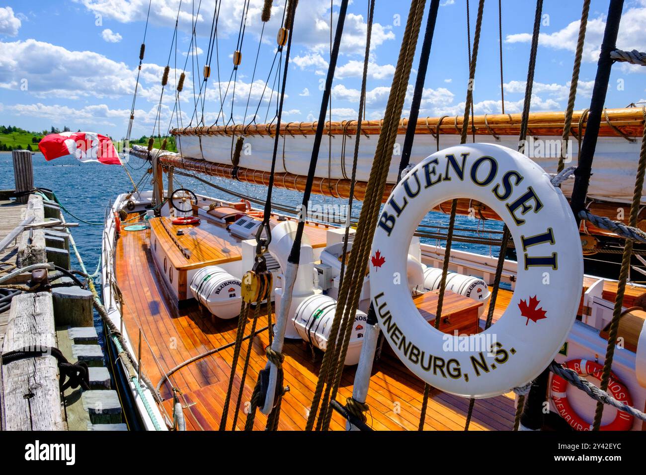 Bluenose II schooner tall ship moored on Lunenburg Harbour, Nova Scotia ...