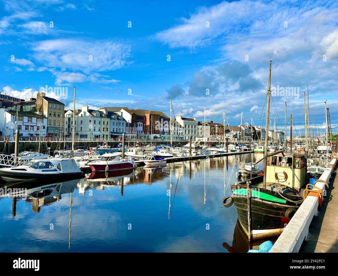 The attractive yacht marina area of Douglas Isle of Man with its boats ...