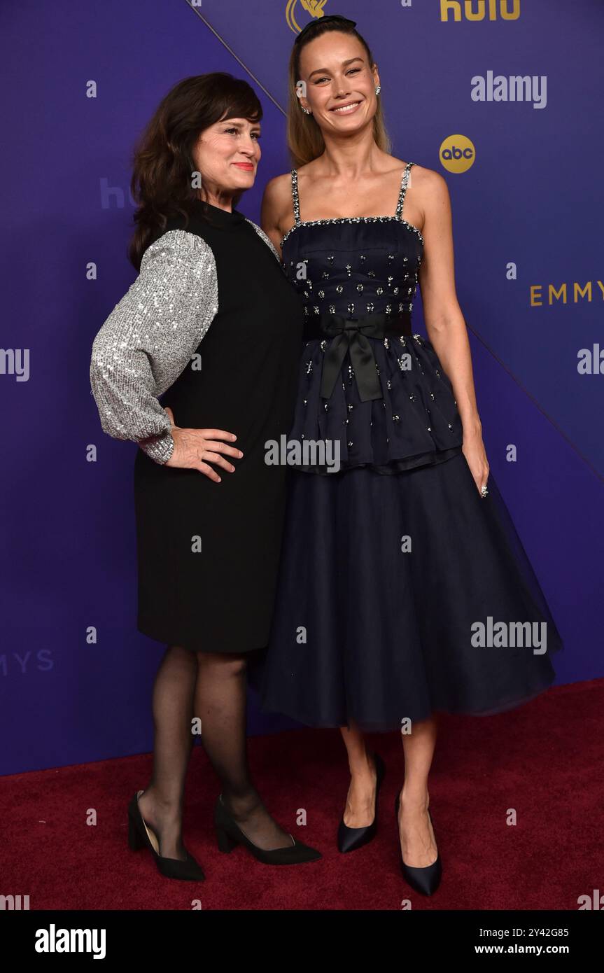 Heather Desaulniers, left, and Brie Larson arrive at the 76th Primetime ...