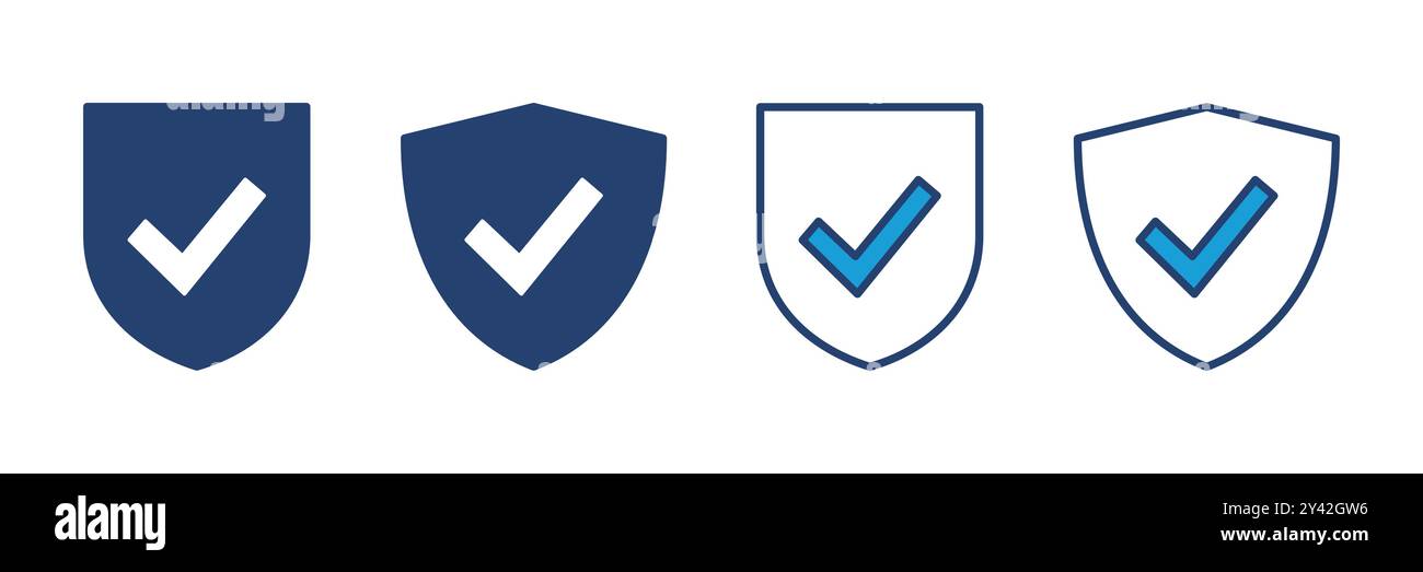 Shield check mark icon vector. Protection approve sign. Safe icon ...