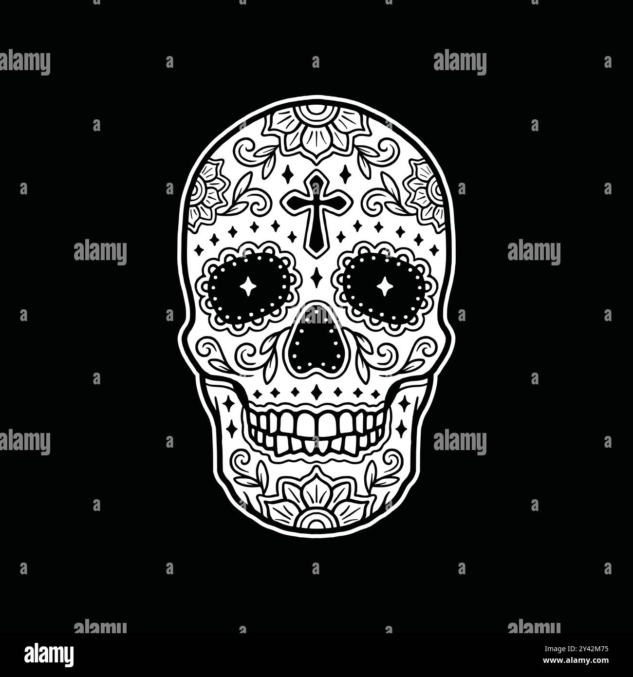 Day of the dead skull illustration. Sugar skull vector. Candy skull ...