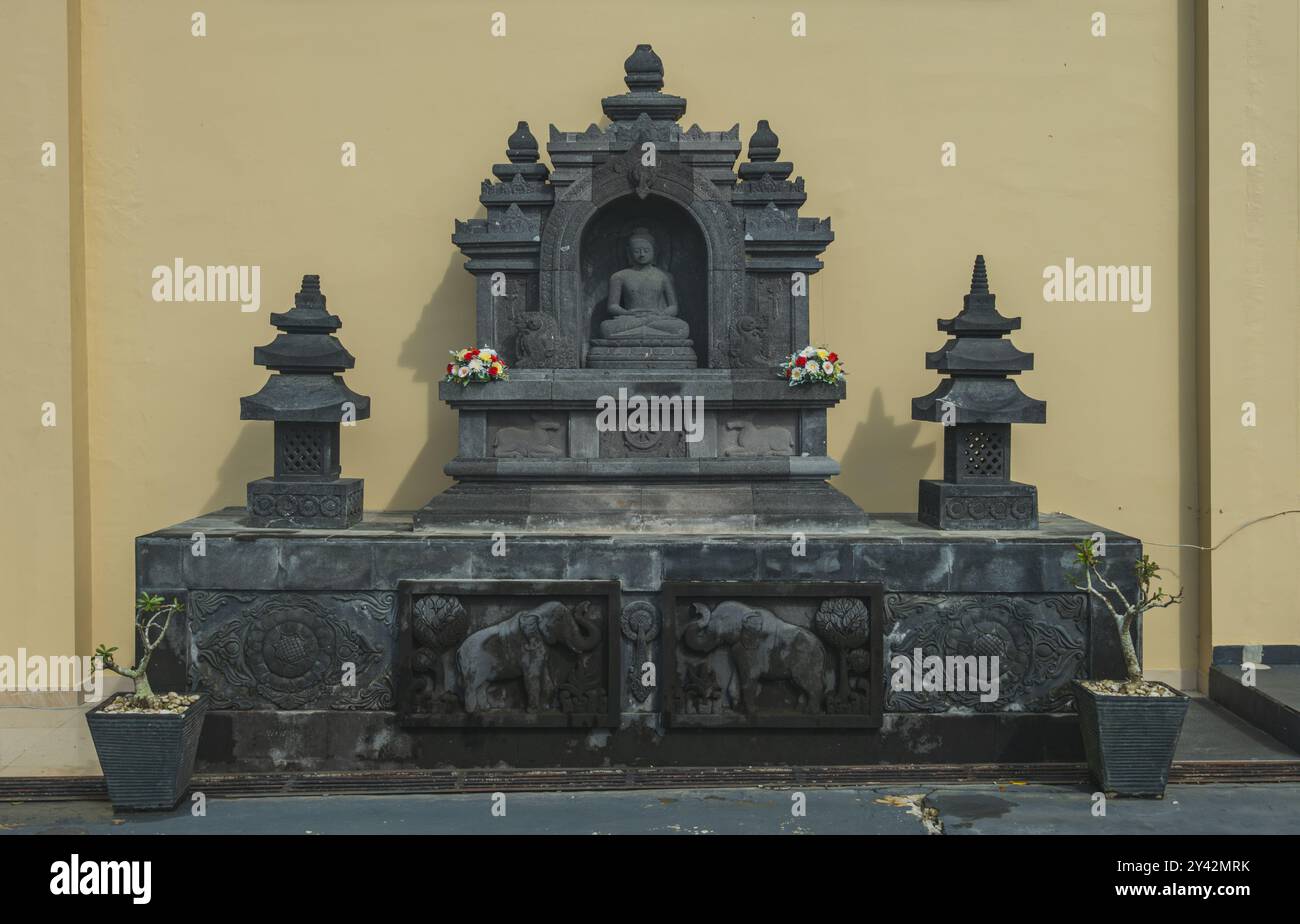 Balikpapan, Indonesia - July 6th, 2024. A tranquil Buddhist shrine ...